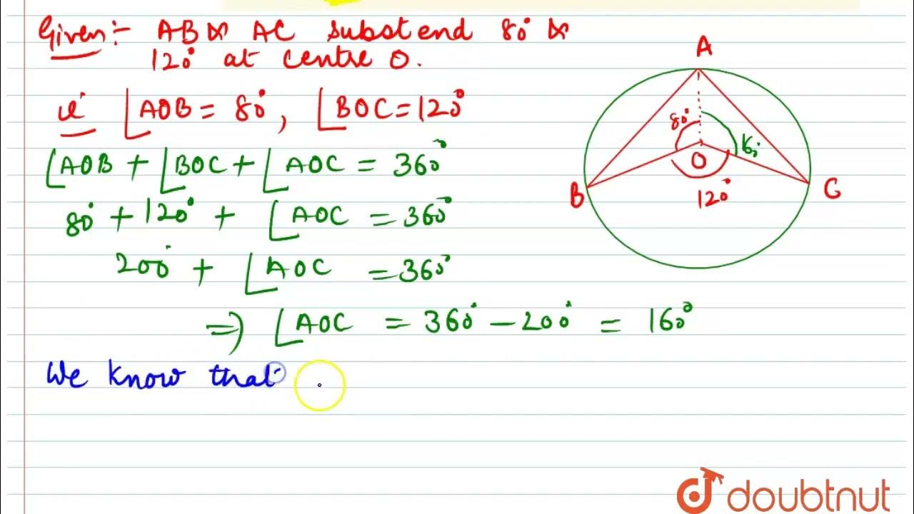 In the given figure A, B, C are three points on a circle such that the angles subtended by the c ...