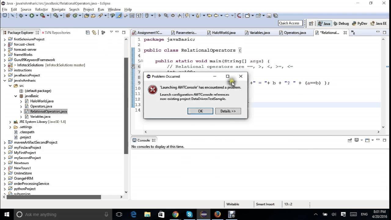 Java Relational Operators In Amharic Youtube