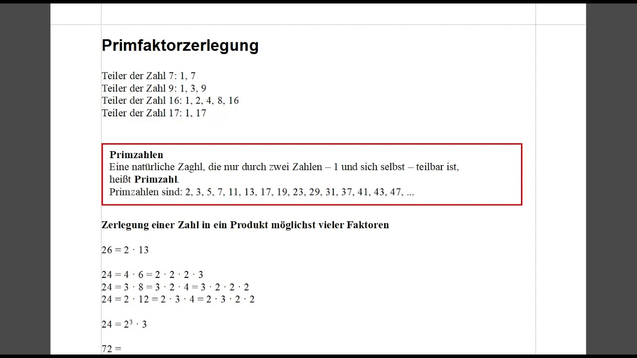 Primzahlen und Primfaktorzerlegung - YouTube