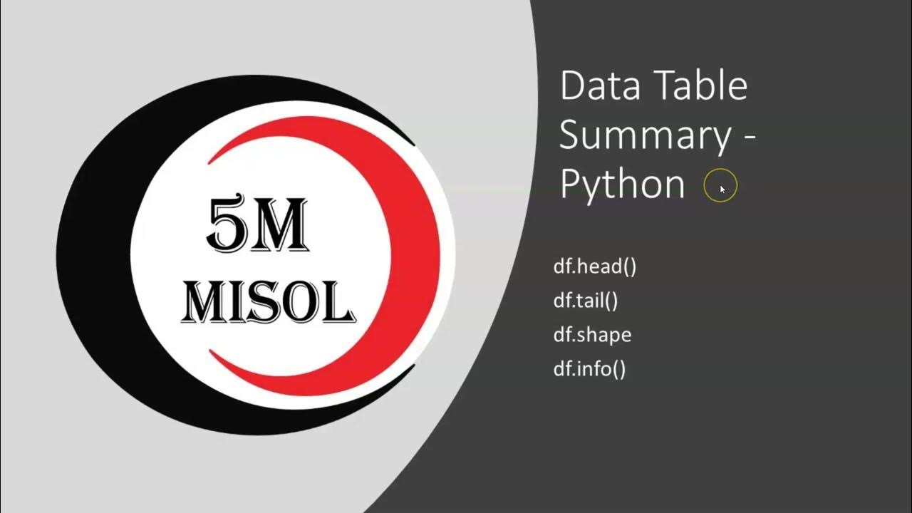 Data Summary Python Head Tail Shape And Info Youtube