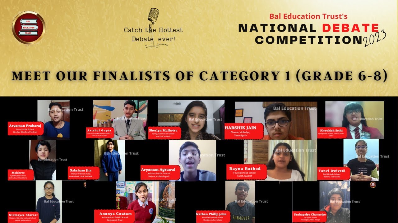 Meet our Category 1 (Grades 6-8) finalists | National Debate ...