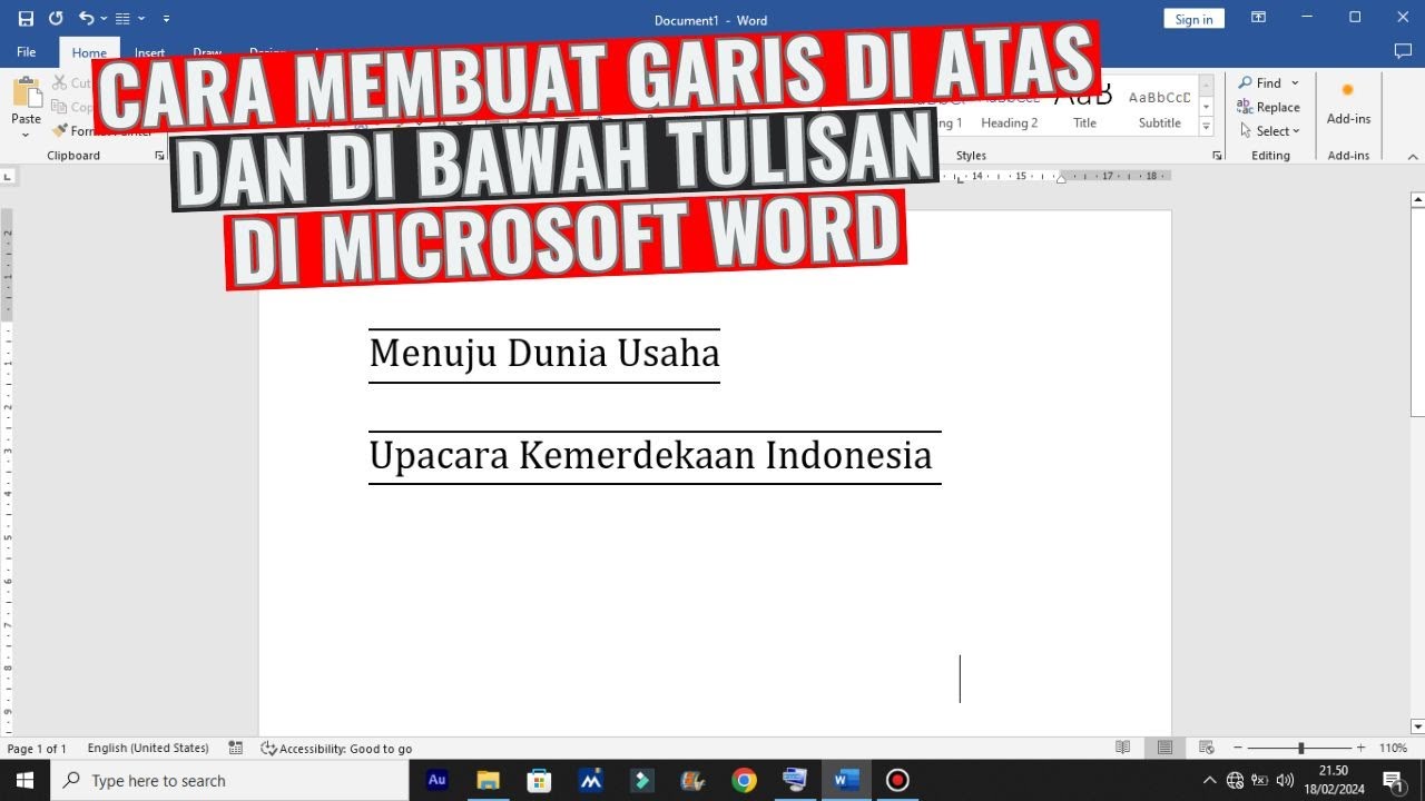 Cara Membuat Garis di Atas dan di Bawah Tulisan di Microsoft Word - YouTube