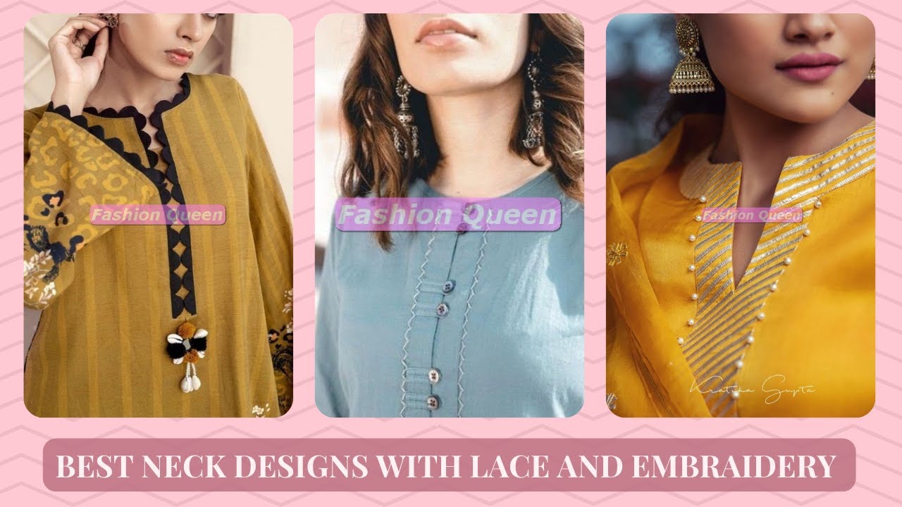 Best 30 Lace and Embraided Neck Designs 2023 Fancy Lace Neck Stitching ...