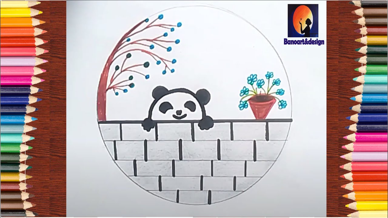 How to draw a circle drawing panda for beginners|| Art Video || banoart ...