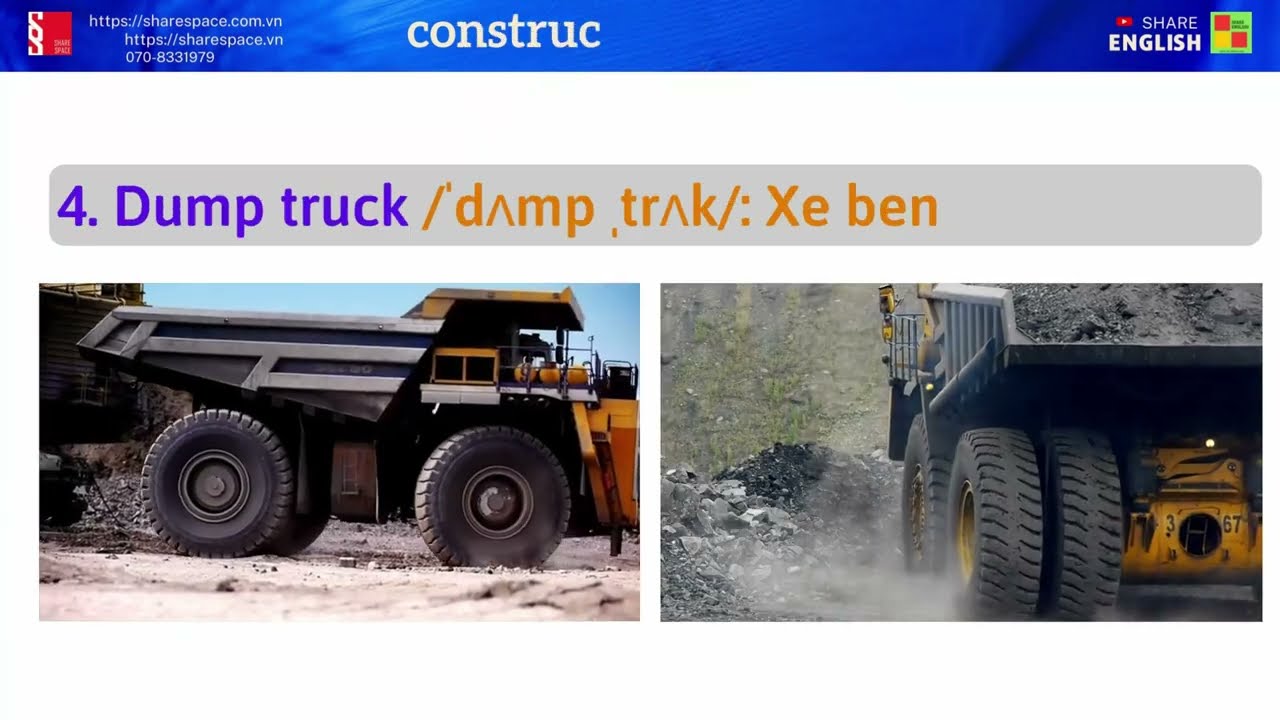 English for construction "Construction Truck names" - YouTube