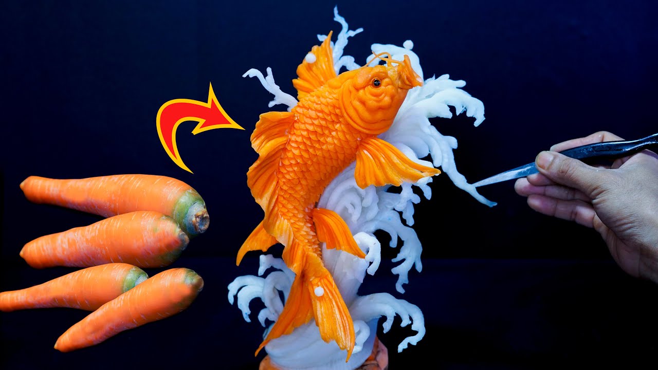 How to Caver Koifish with Carrot | Carrot Carving Fish - YouTube