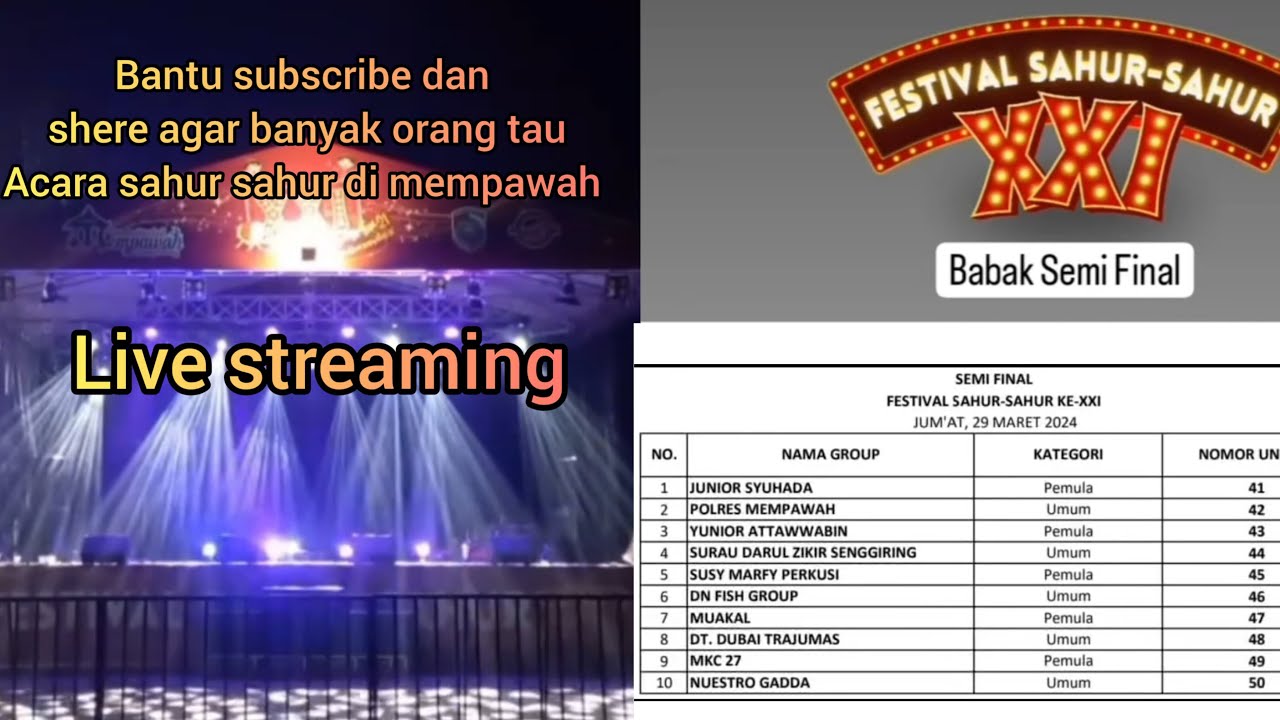 live streaming malam ke 5 semifinal Festival sahur sahur kab.mempawah ...