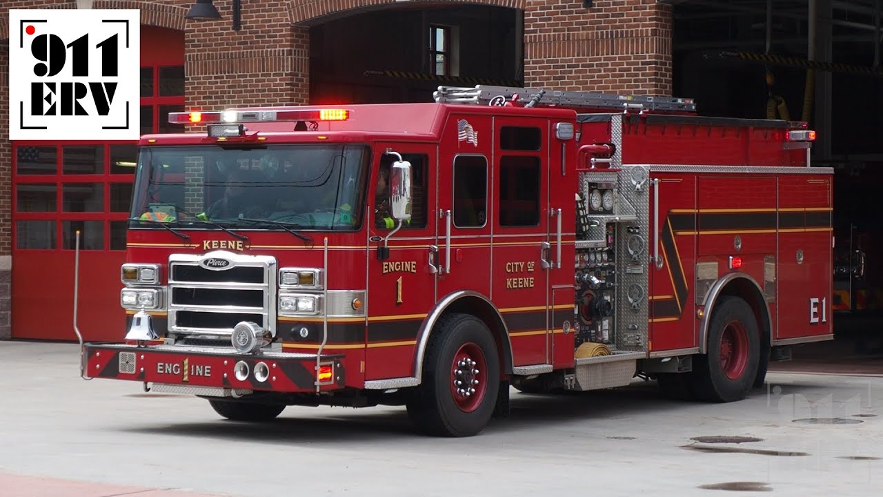 Keene Fire Trucks Responding | Car 4 and Engine 1 - YouTube