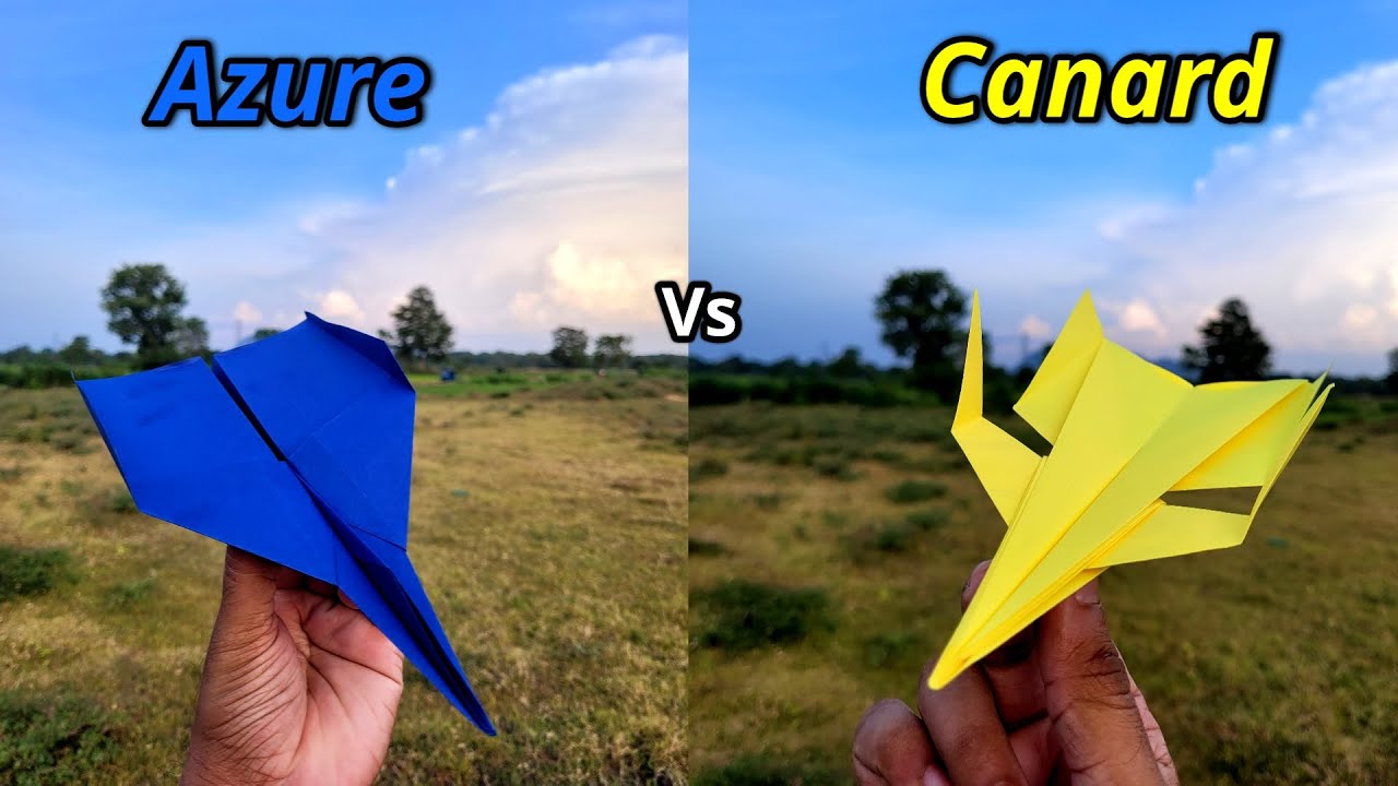 Azure vs Canard Paper Airplanes Flying Comparison and Making Tutorial ...