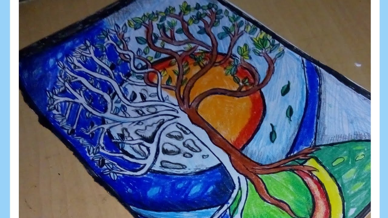 Abstract drawing with Pencil Colour and Crayons || Very Easy - YouTube