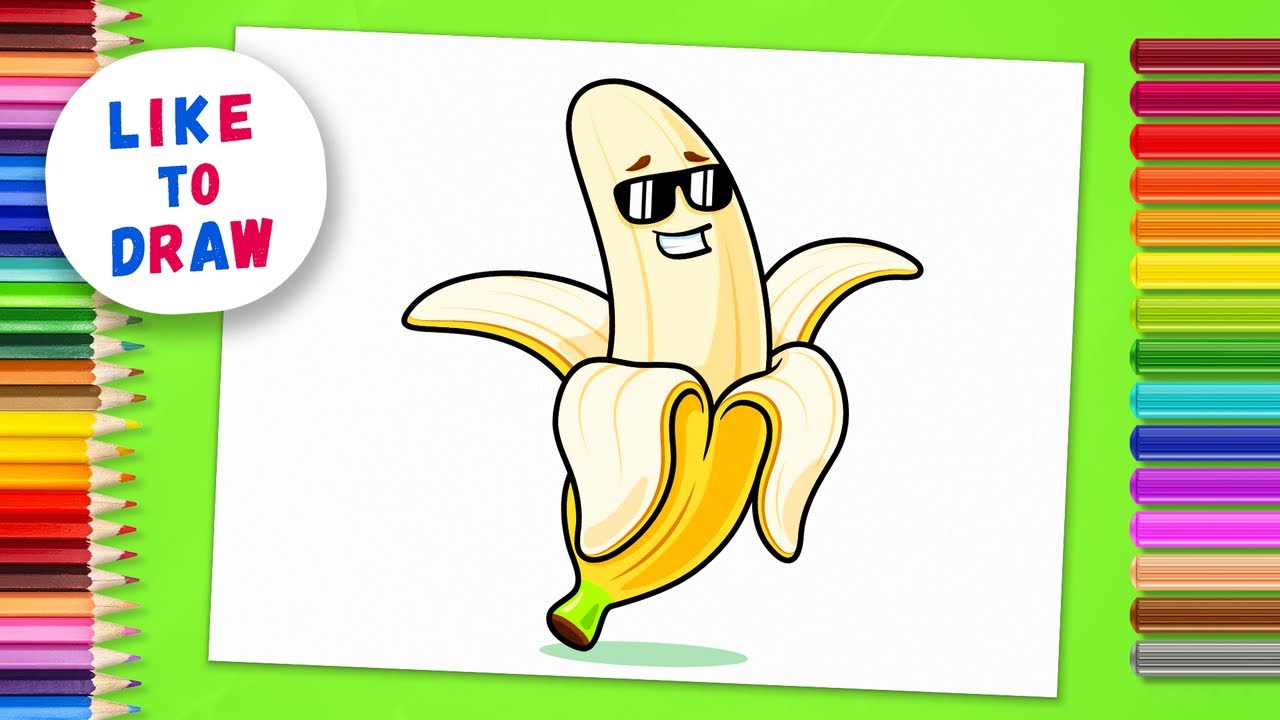 How to Draw BANANA step by step | Cool and Happy Banana Drawing ...