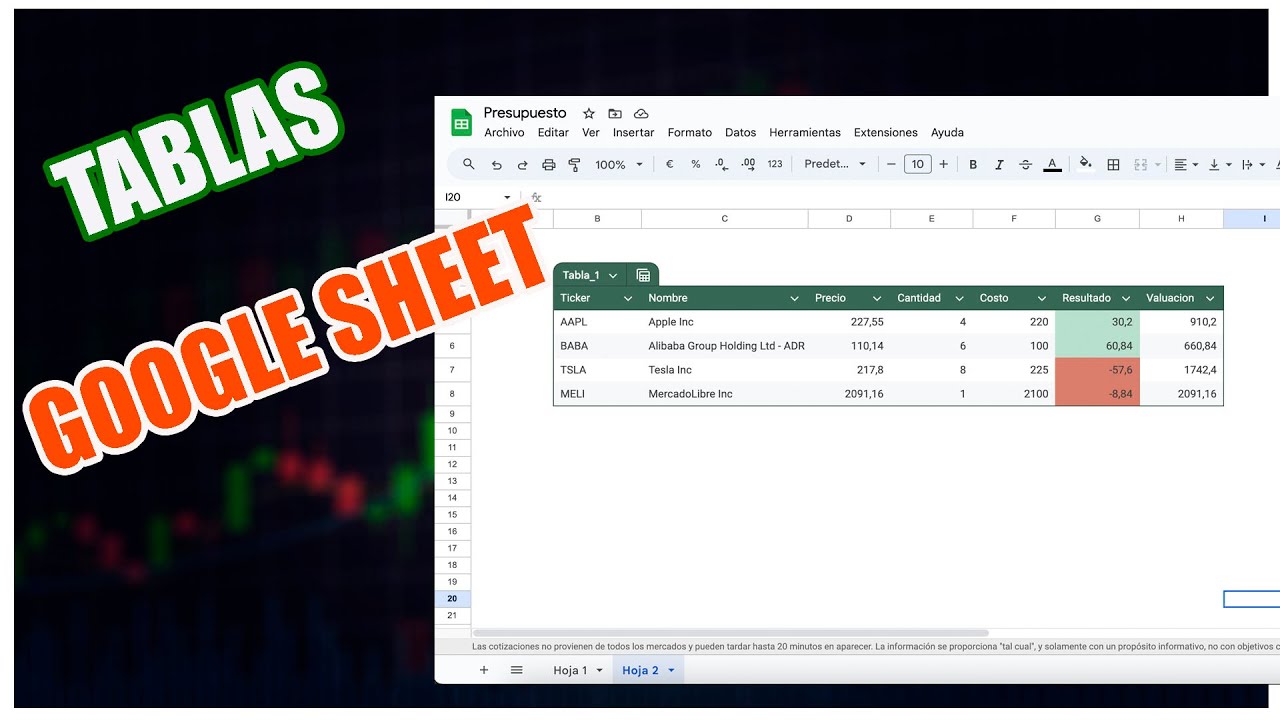 TABLAS en GOOGLE SHEET - Como utilizar las tablas - Introduccion - YouTube