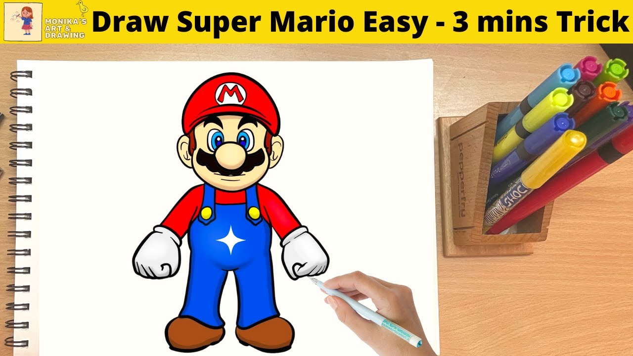 How to Draw Super Mario Easy | Step by Step - Drawing lesson Super ...