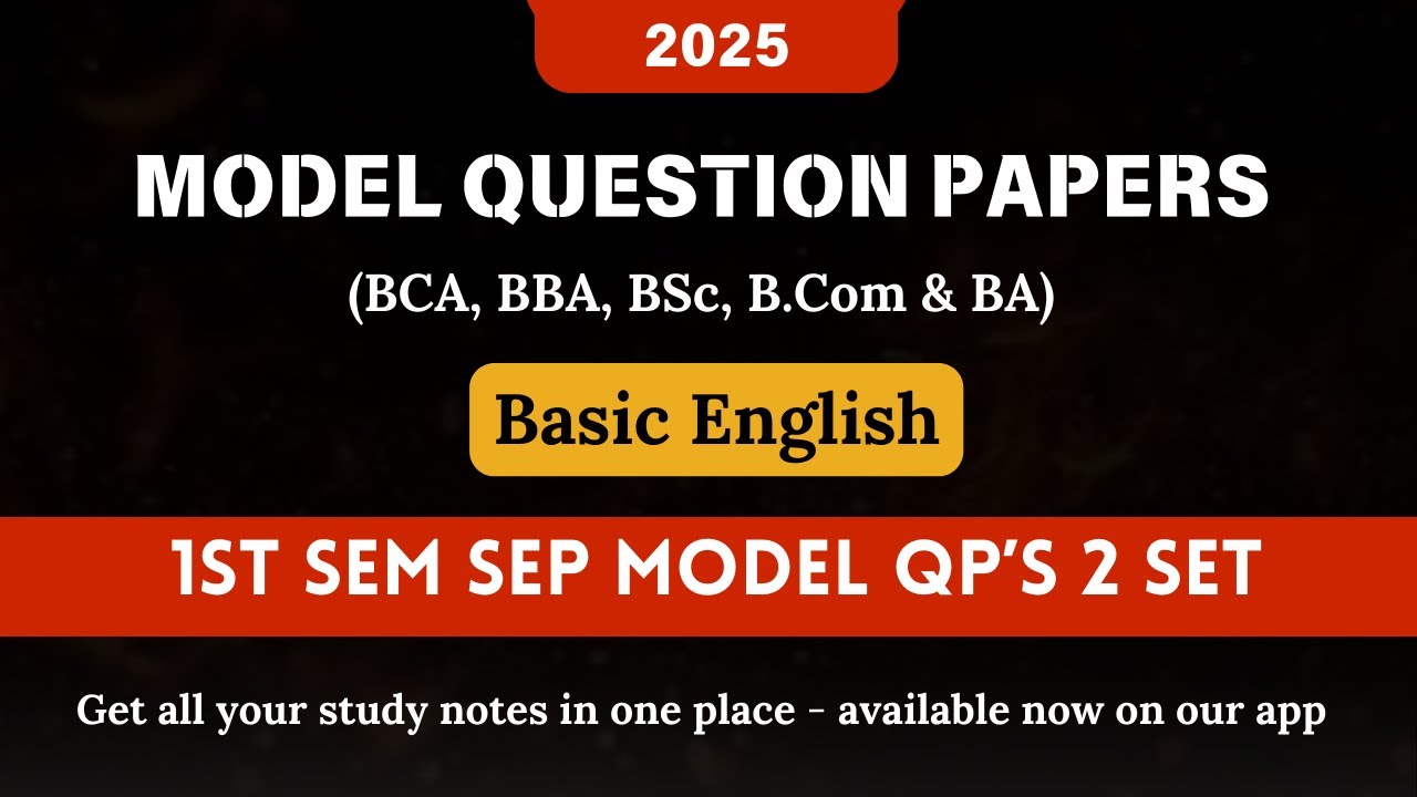 Model Question Papers | Basic English | 1st Sem SEP Model QP’s ...