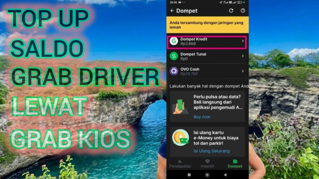 cara top up saldo grab driver lewat aplikasi grab kios - YouTube