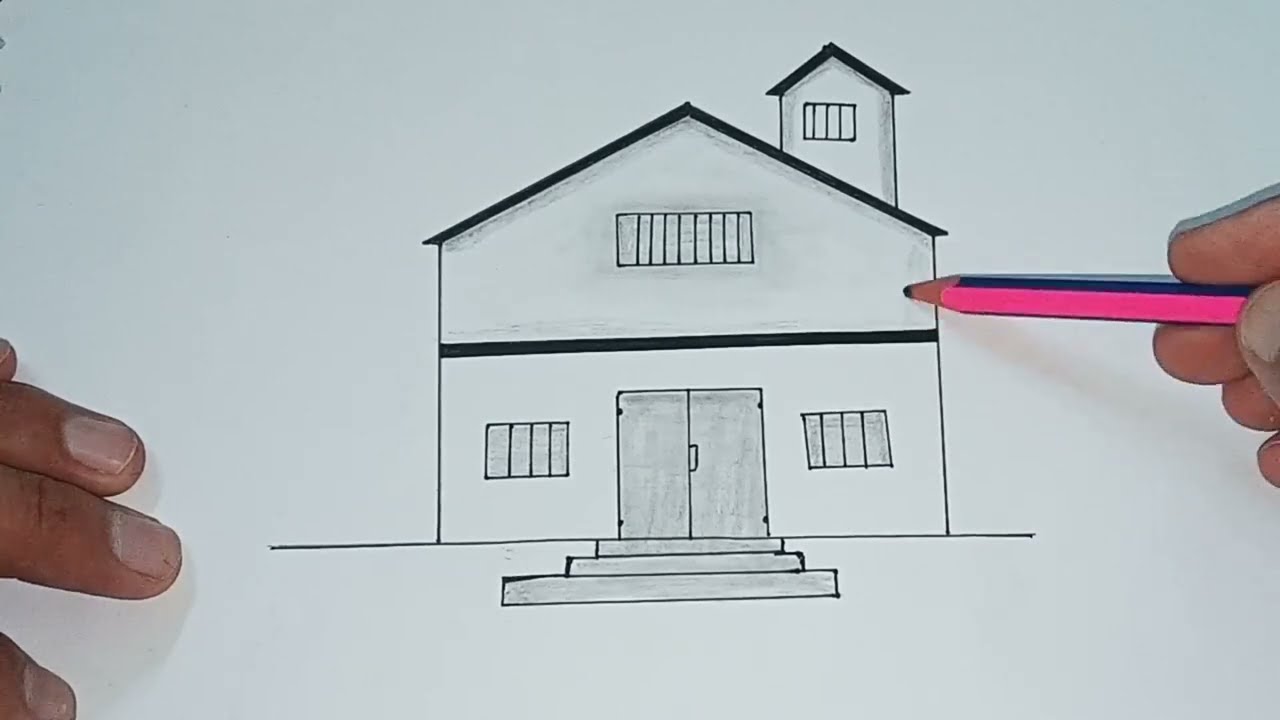 How to draw HD small house drawing Learn step by step drawing# ...
