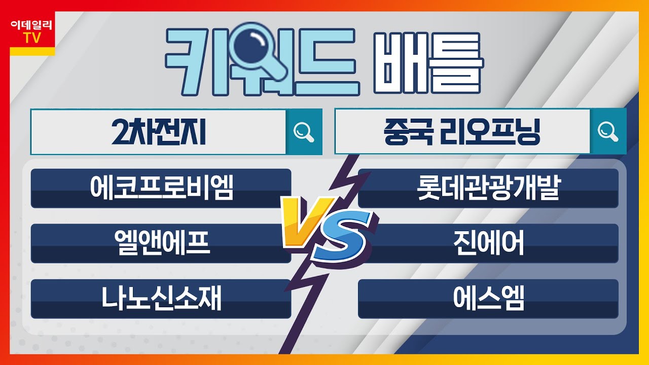에코프로비엠 엘앤에프 나노신소재 2차전지 Vs 롯데관광개발 진에어 에스엠 중국 리오프닝키워드 배틀