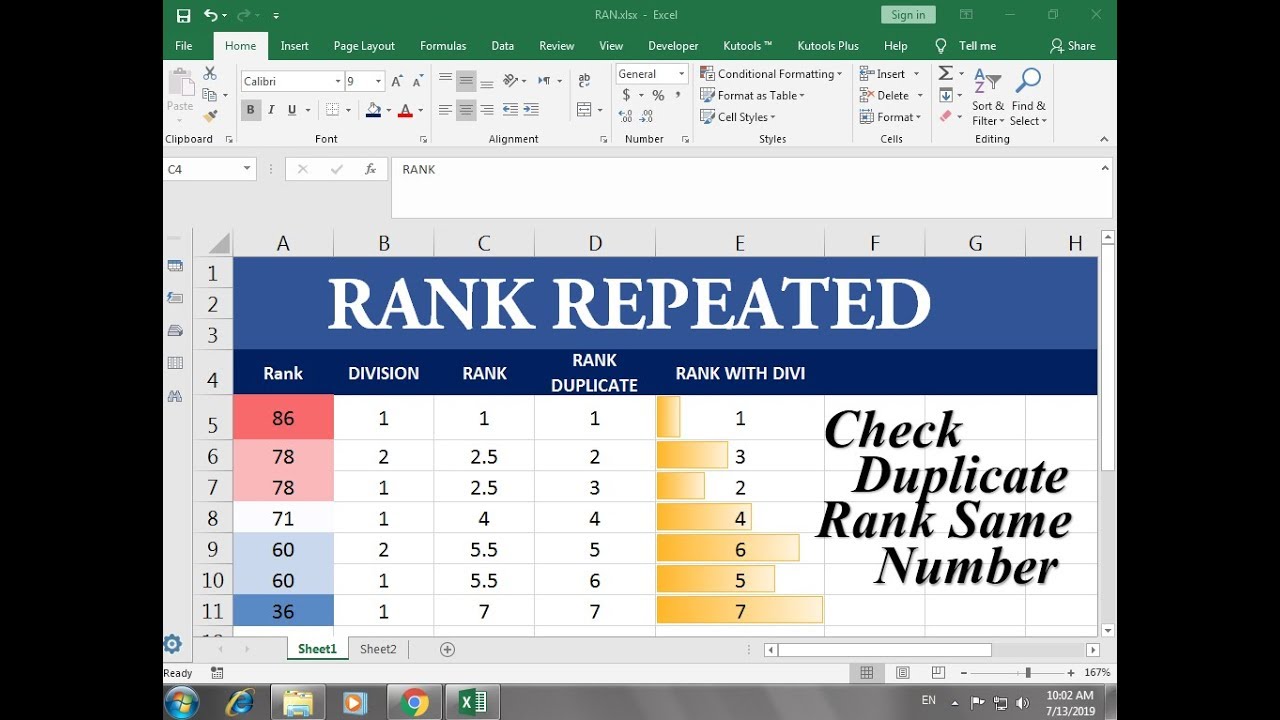 #329 How To Check Rank Duplicate Value and solution In Excel Hindi ...