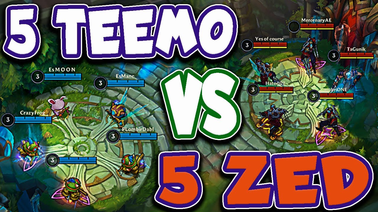 Wild Rift 5 Teemo Vs 5 Zed One For All Gameplay League Of Legends