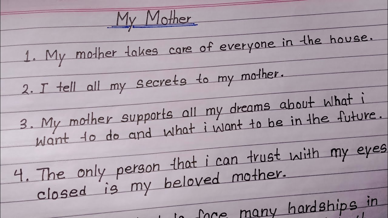 10 lines On My Mother essay writing in English|| my mother essay ...