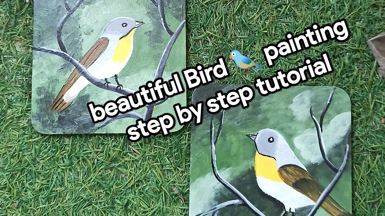 Beautiful Bird 🐦🐦🐦🐦 painting with nature How to paint bird /acrylic ...