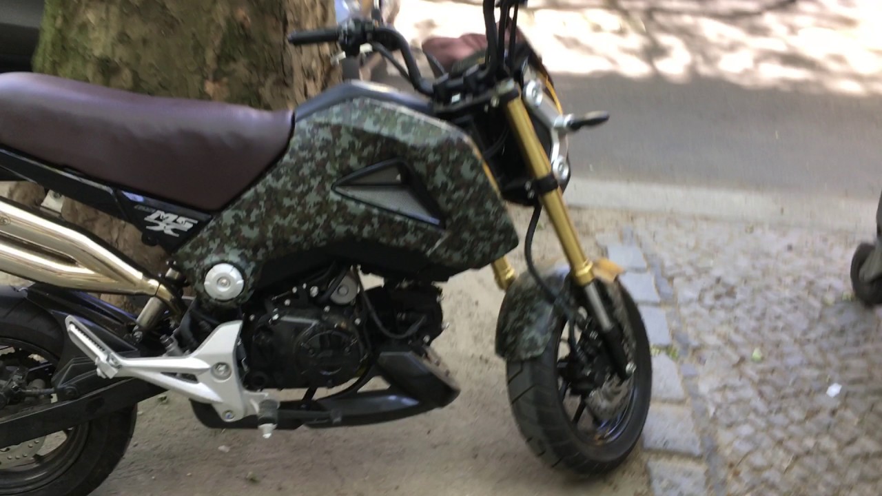 Honda MSX 125 Grom, camouflage paint Hurric Pro2 Exhaust - YouTube