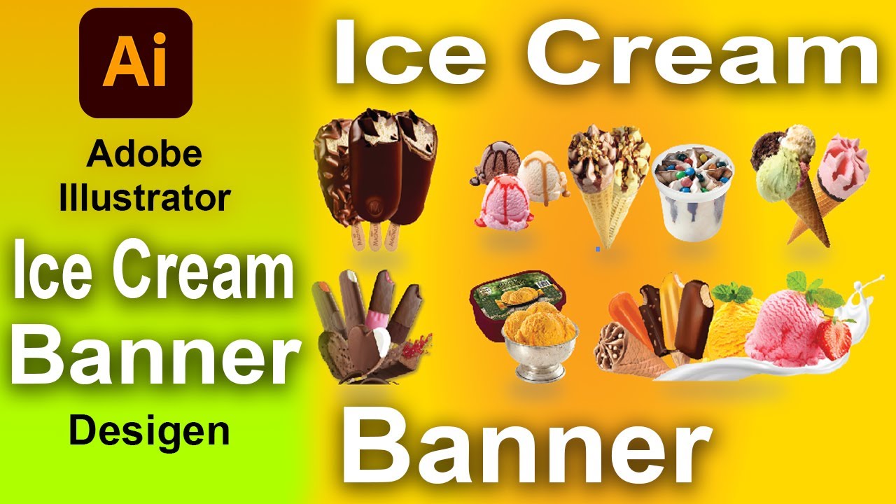 Ice Cream Banner Creative Design | Adobe IllustratorTutorial - YouTube