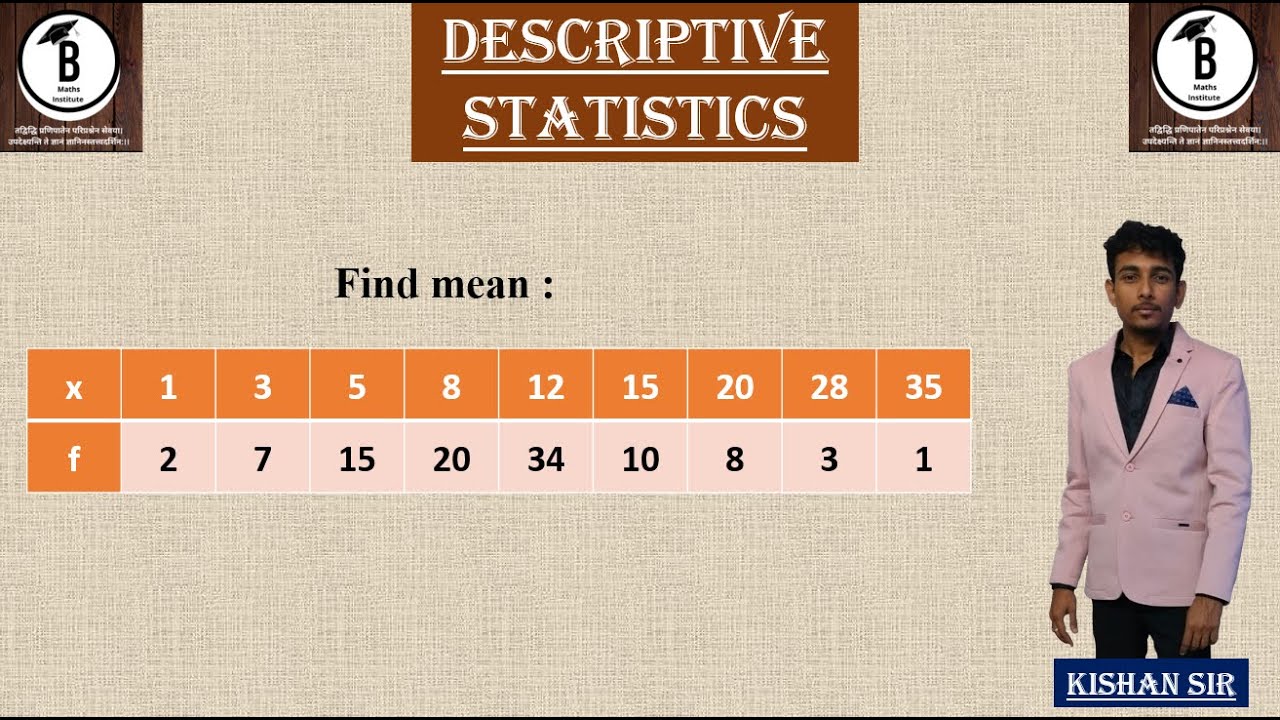 Find mean :x 1 3 5 8 12 15 20 28 35f 2 7 15 20 34 10 8 3 1 - YouTube