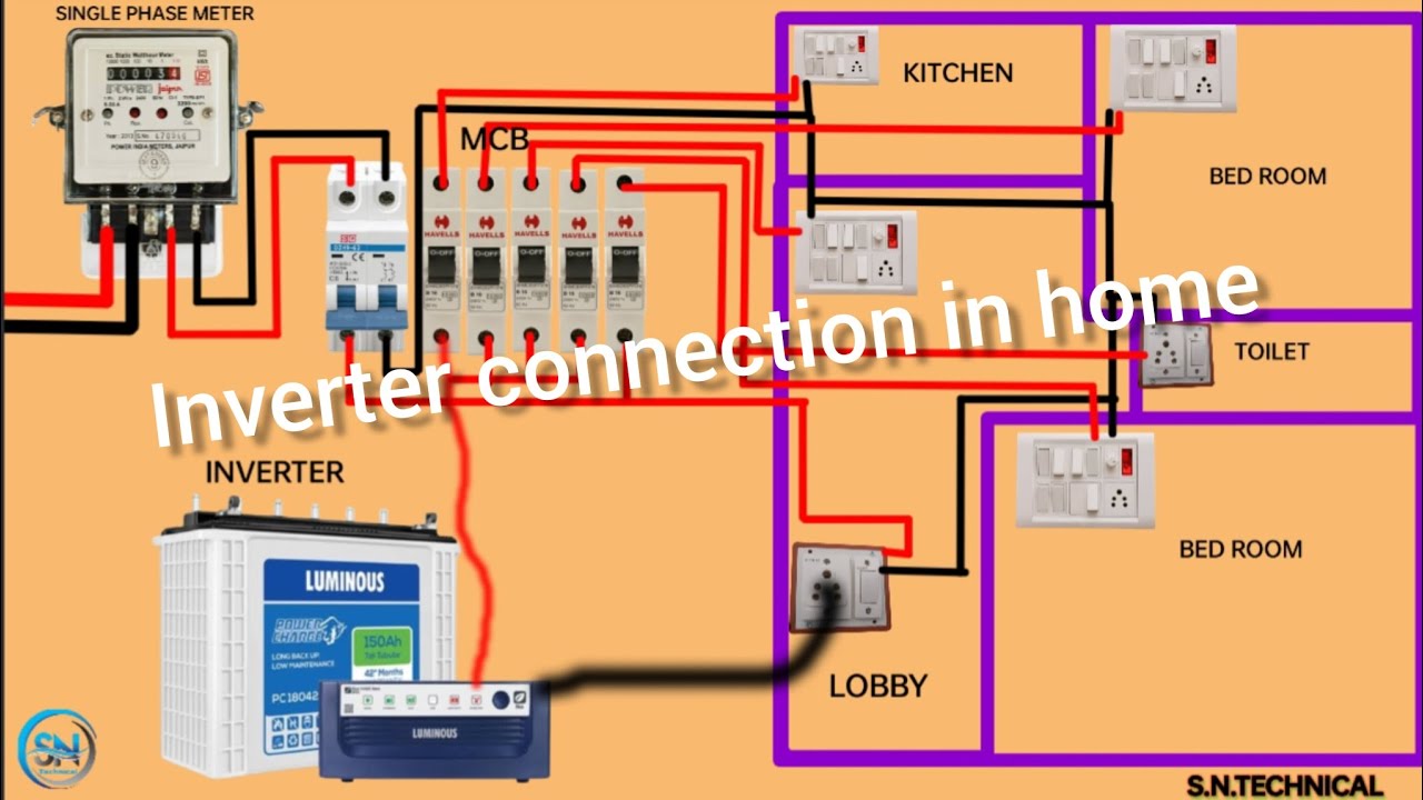 Ghar Me Inverter Wiring Kaise Kre || How to connect inverter wire @s.n.technical #electronic ...