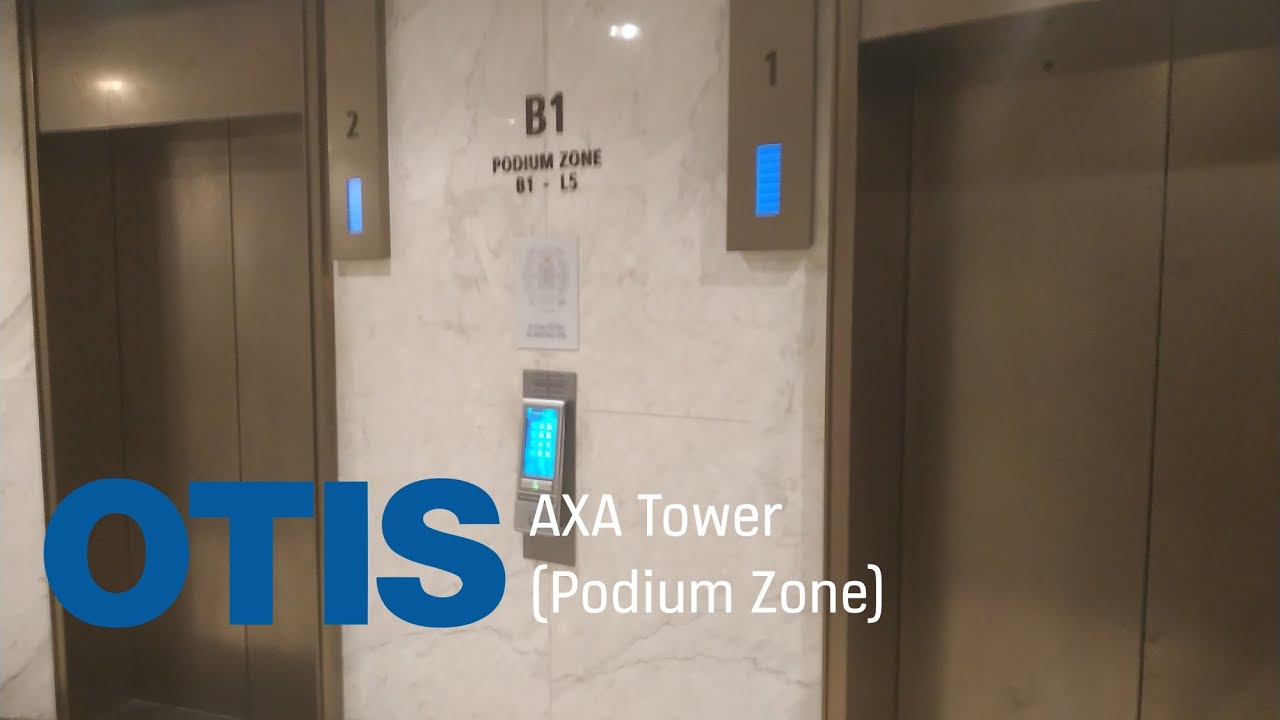 OTIS Compass lifts at AXA Tower (Podium Zone) - YouTube