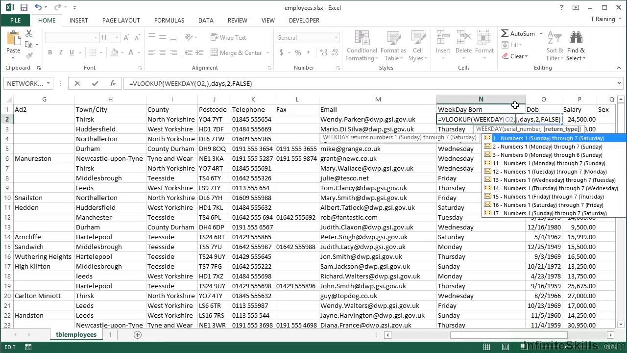Microsoft Excel - Advanced Formulas and Functions Tutorial | What Day Of The Week Is It? - YouTube