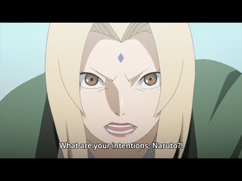 Tsunade gets angry when Naruto reveals that Orochimaru is Mitsuski's dad