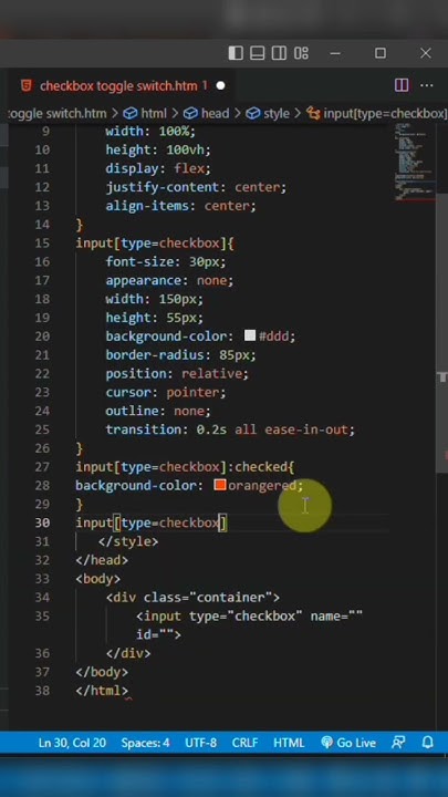 Checkbox to Toggle Switch Using HTML and CSS #shorts #css #html #short - YouTube