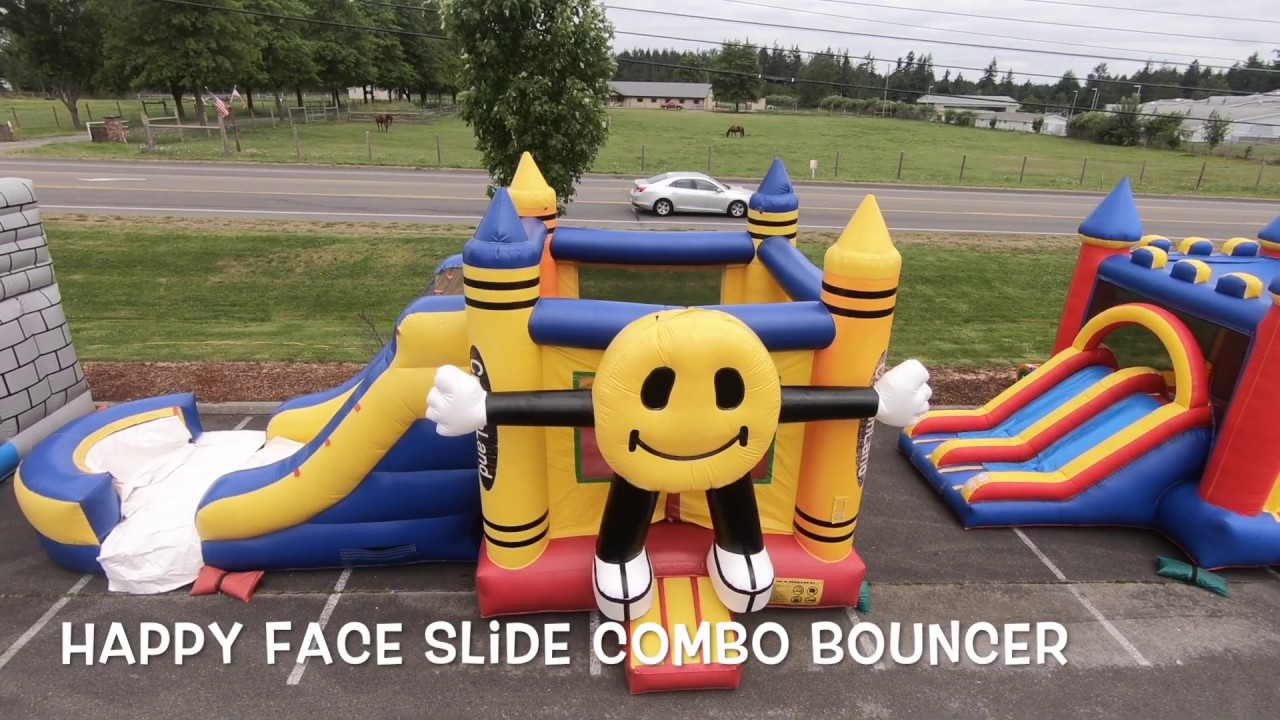 Happy Face Slide Combo Bouncer - YouTube