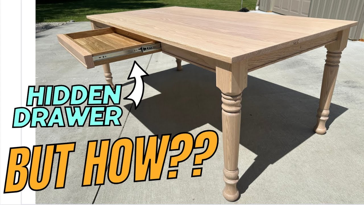 Gorgeous Red Oak Table with Secret Drawer - YouTube