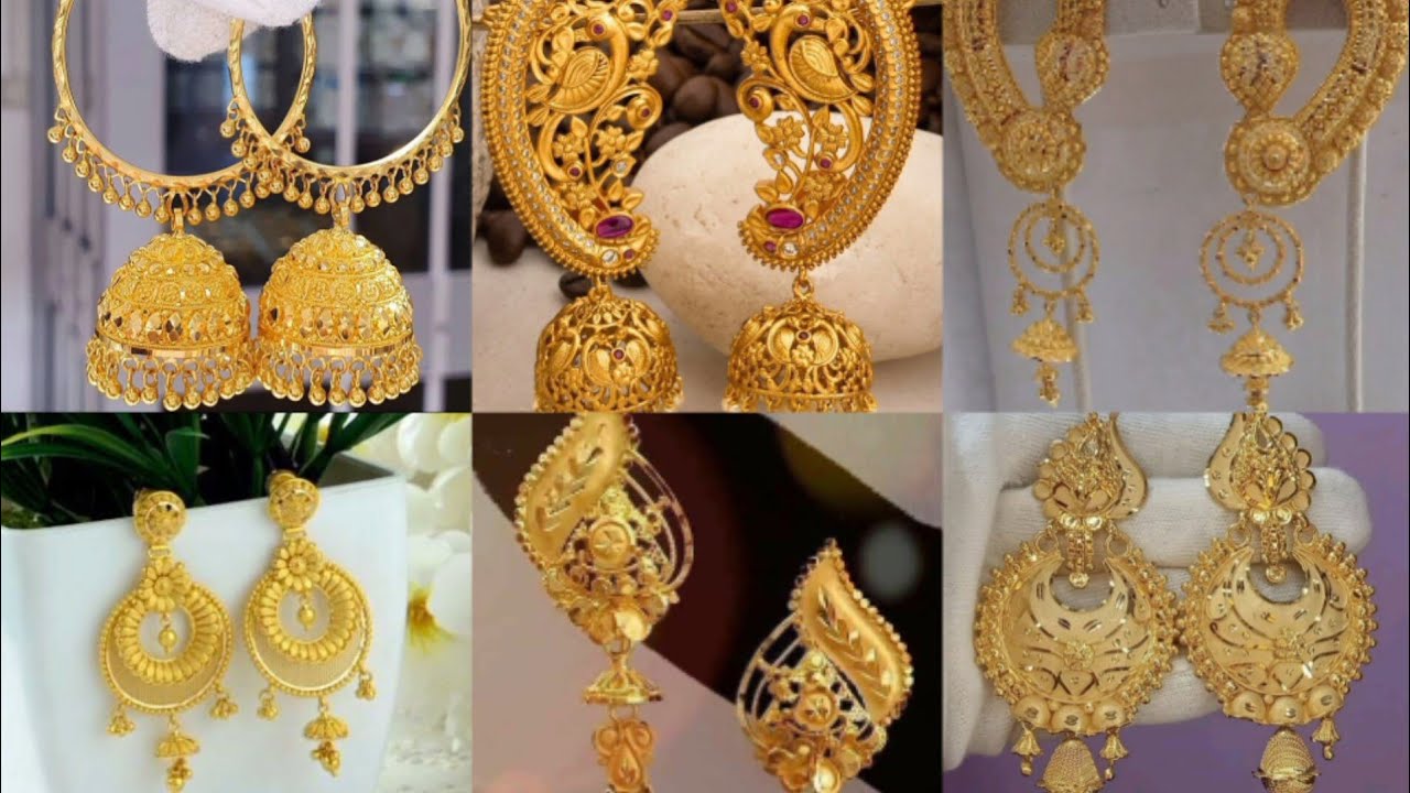 very pretty Gold earrings design collection/gold jewellery design for ...