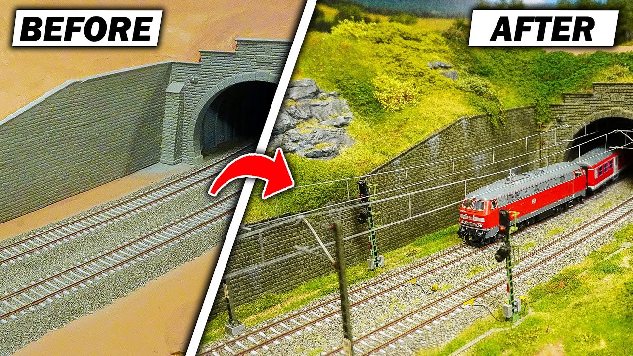 Impressive transformation of an H0 model railroad tunnel entrance 🌳🛤️ ...