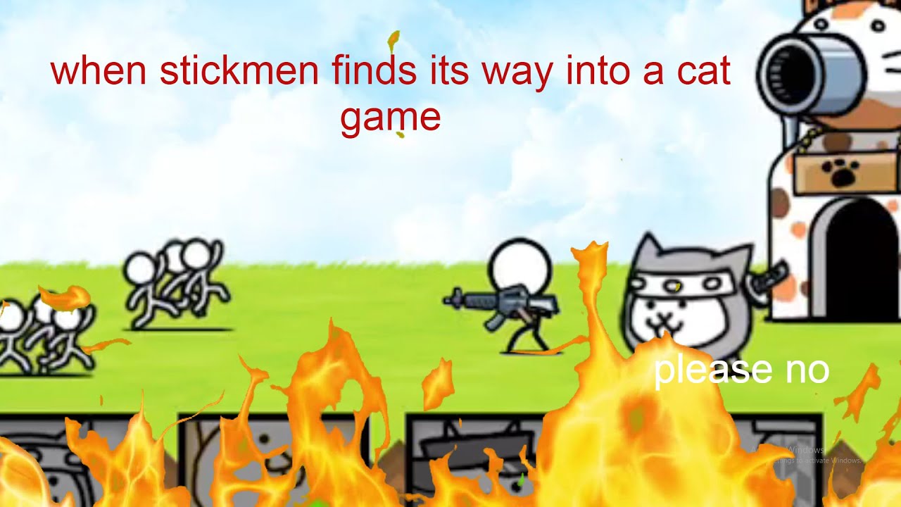 when stickmen find its way into a cat game (battle cats) - YouTube