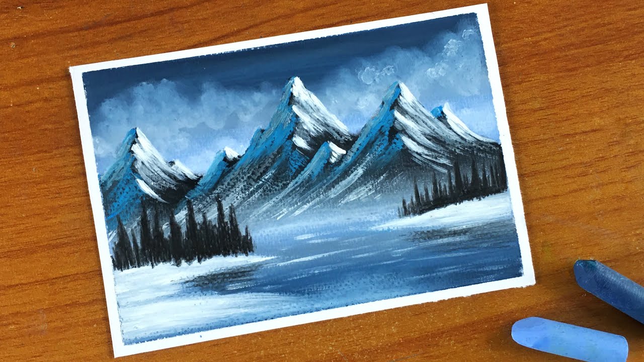 Oil Pastel Winter Landscape Painting for beginners | Oil Pastel Drawing ...
