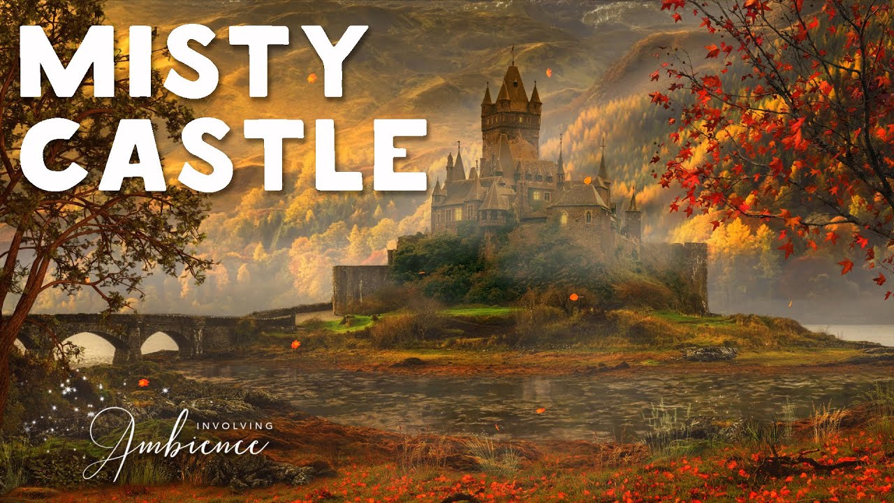 🏰 Misty Autumn Castle ASMR Ambience | With Relaxing River Sound, Horses ...