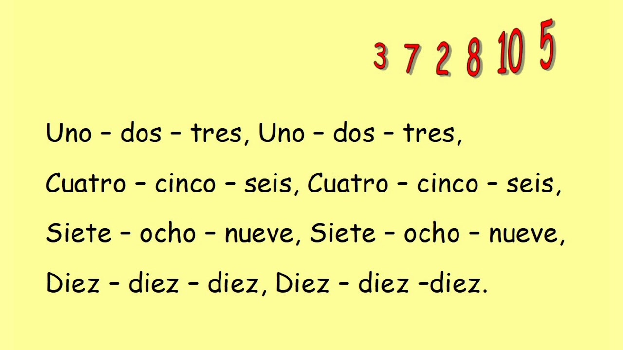 Y3DdeB Spanish Numbers Song - YouTube