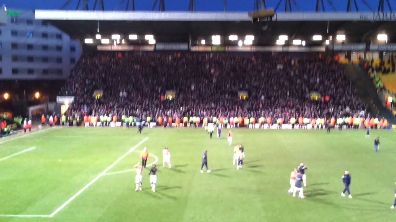 Luton fans celebrate at Norwich - YouTube