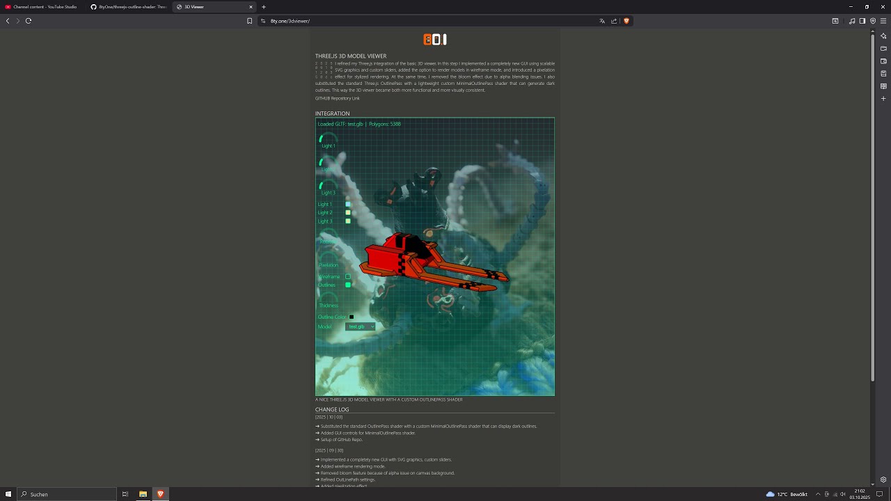 Three.js 3D Viewer – Outline Shader Showcase - YouTube