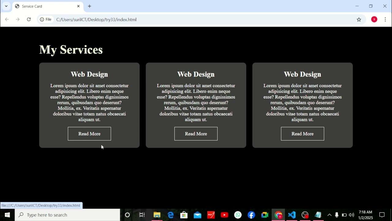 #4:How to create services CARDS using HTML & CSS#learnhtml5andcss3 #coding - YouTube