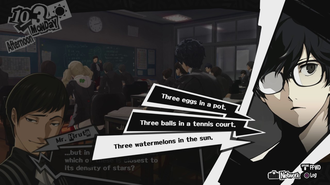 Persona 5 - 10/3: Mr Hiruta Class Pop Quiz: Density of Stars? Three ...