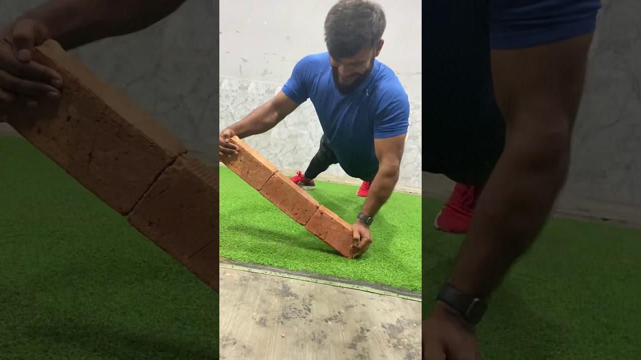 Bricks balancing pushups - YouTube