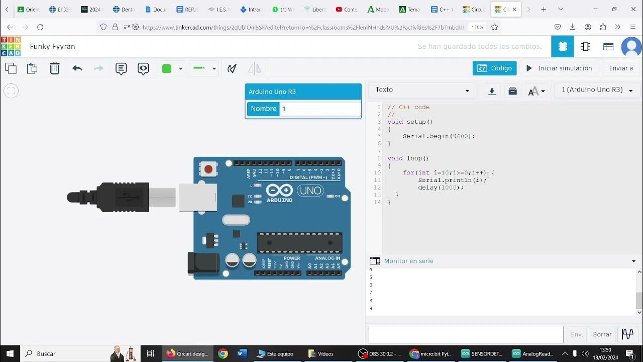 Arduino Bucle For Simple hacia atrás Programación C++ TIC CDyPC 1 2 BACH IES Monterroso - YouTube