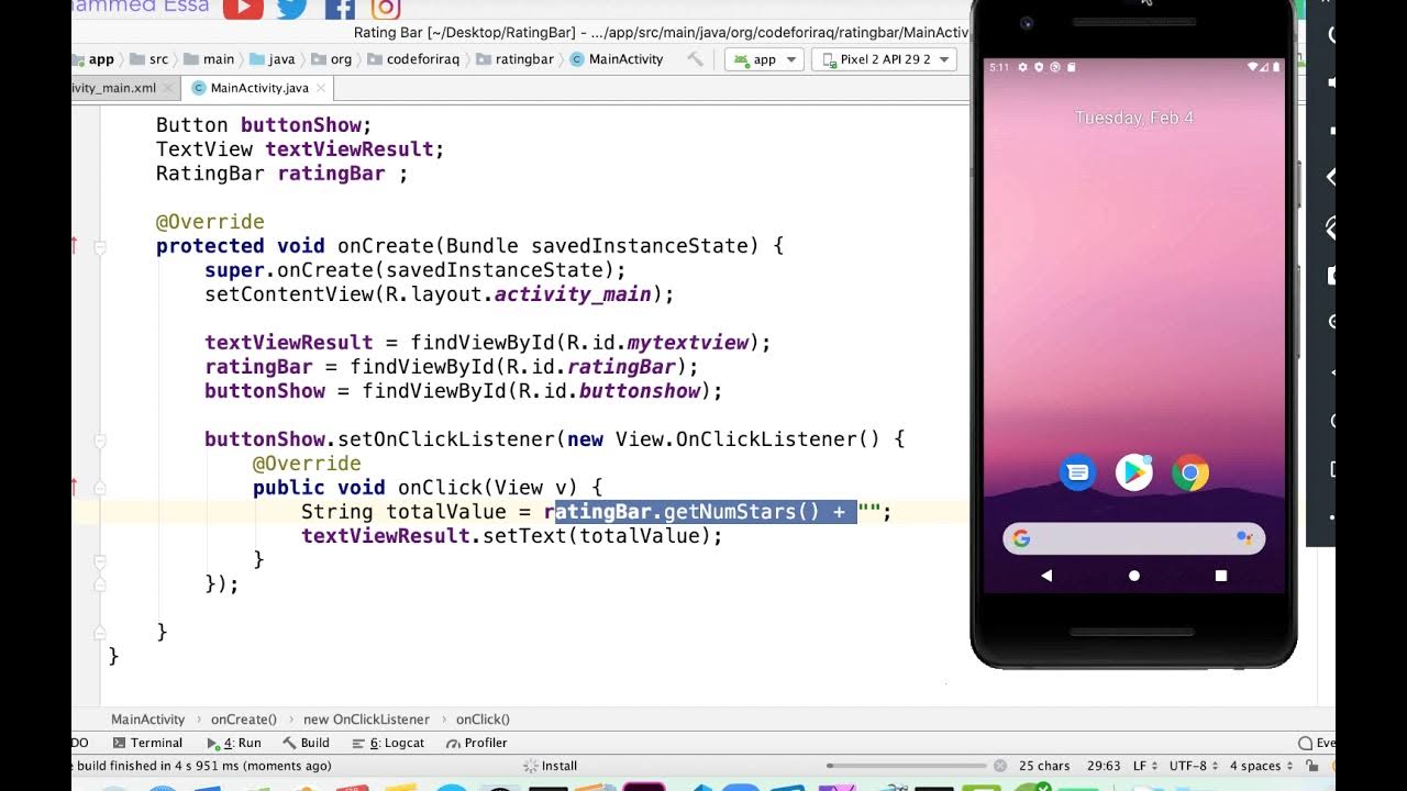 35 Android Studio RatingBar - YouTube