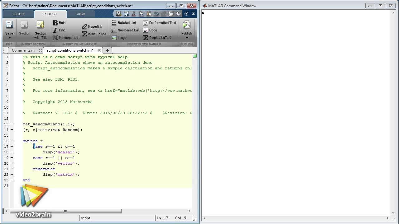 Tutoriel MATLAB : Utiliser la structure conditionnelle Switch | video2brain.com - YouTube