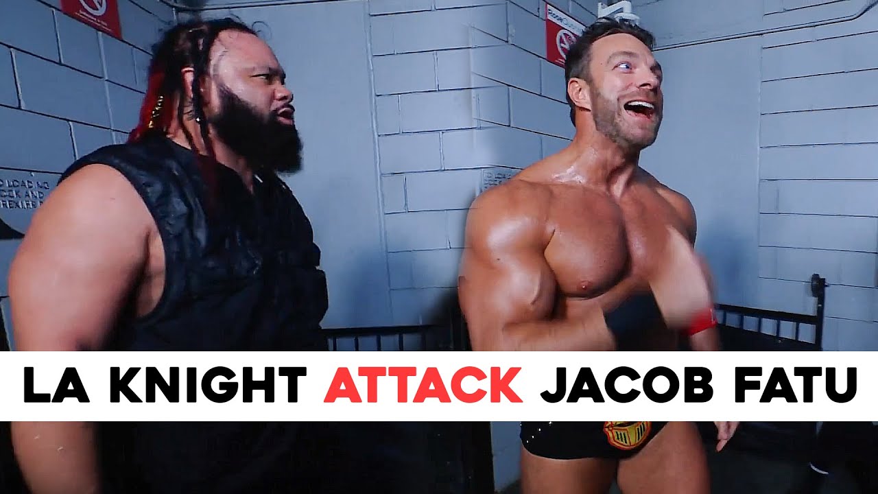 LA KNIGHT SHOCKS JACOB FATU WITH BACKSTAGE ATTACK! - YouTube
